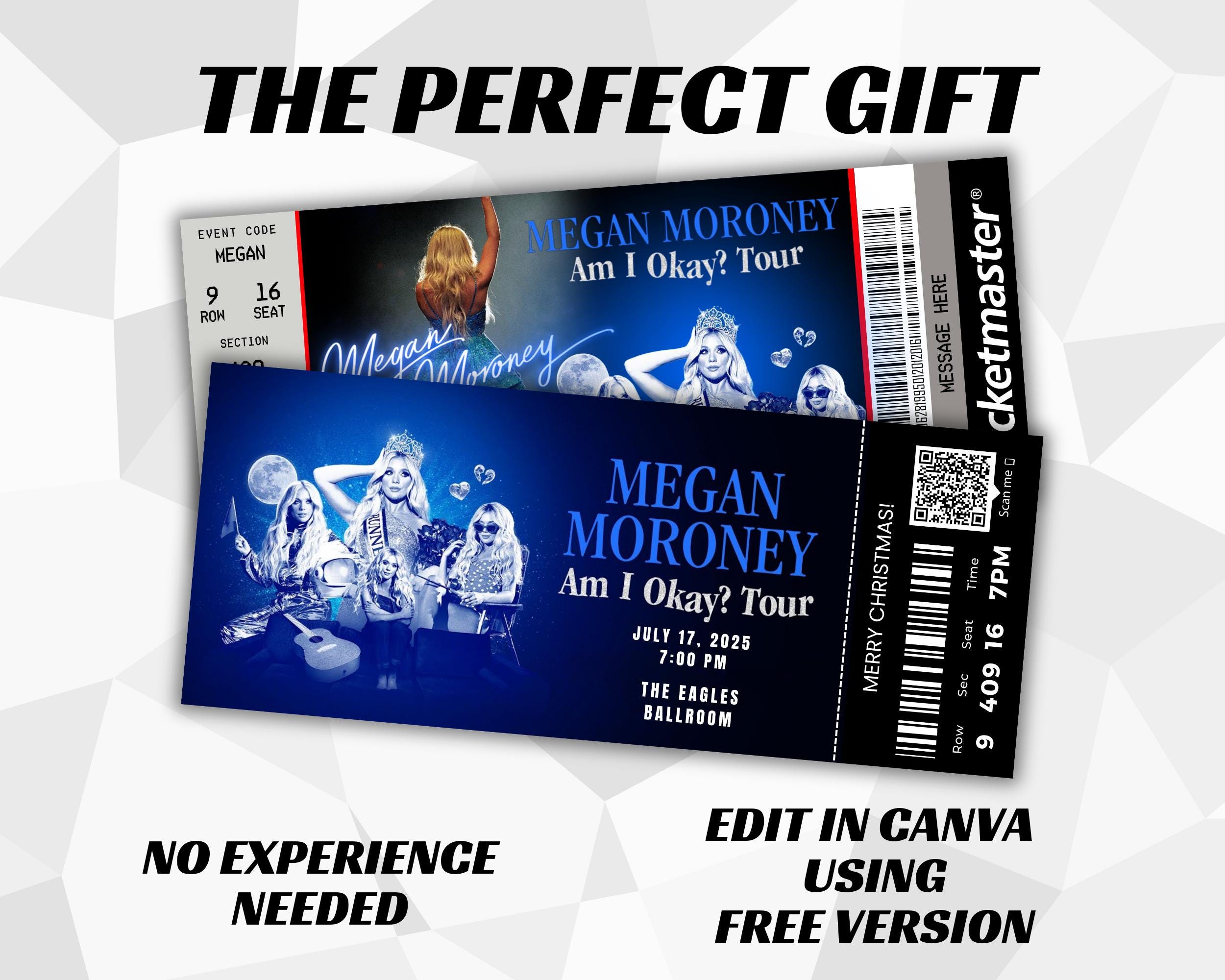 Personalized Megan Moroney Concert Ticket, Am I Okay? Tour, Country ...