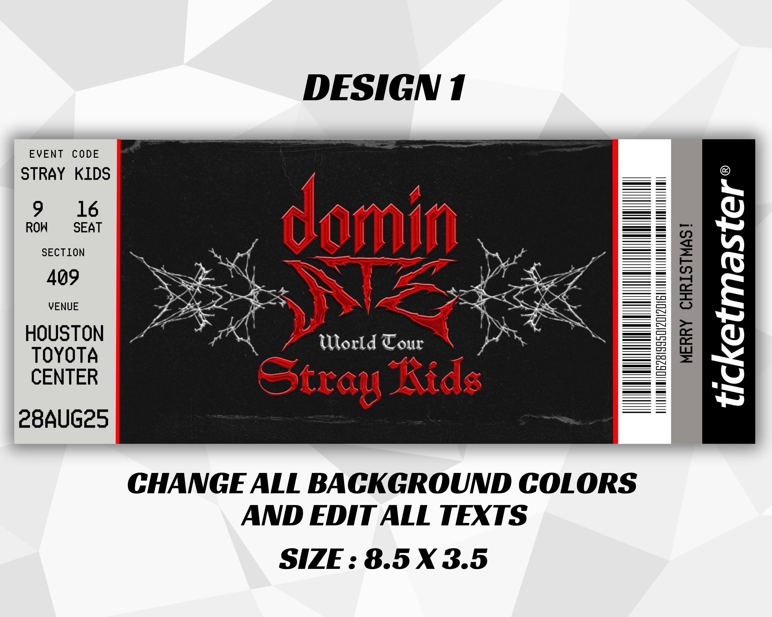 Entrada personalizada para el concierto DominATE de Stray Kids, gira ...