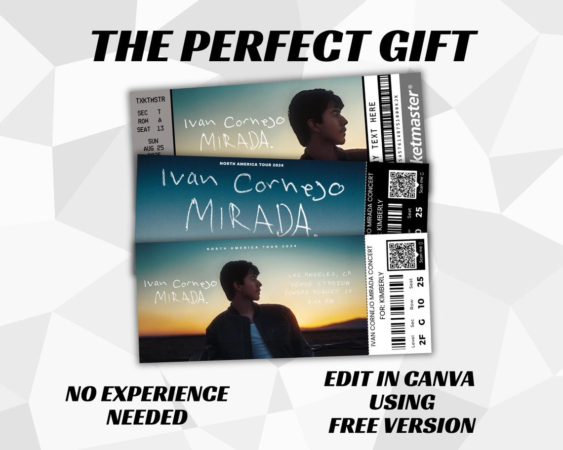 Editable Ivan Cornejo Mirada Tour Concert Ticket, Mirada Ticket, Ivan ...