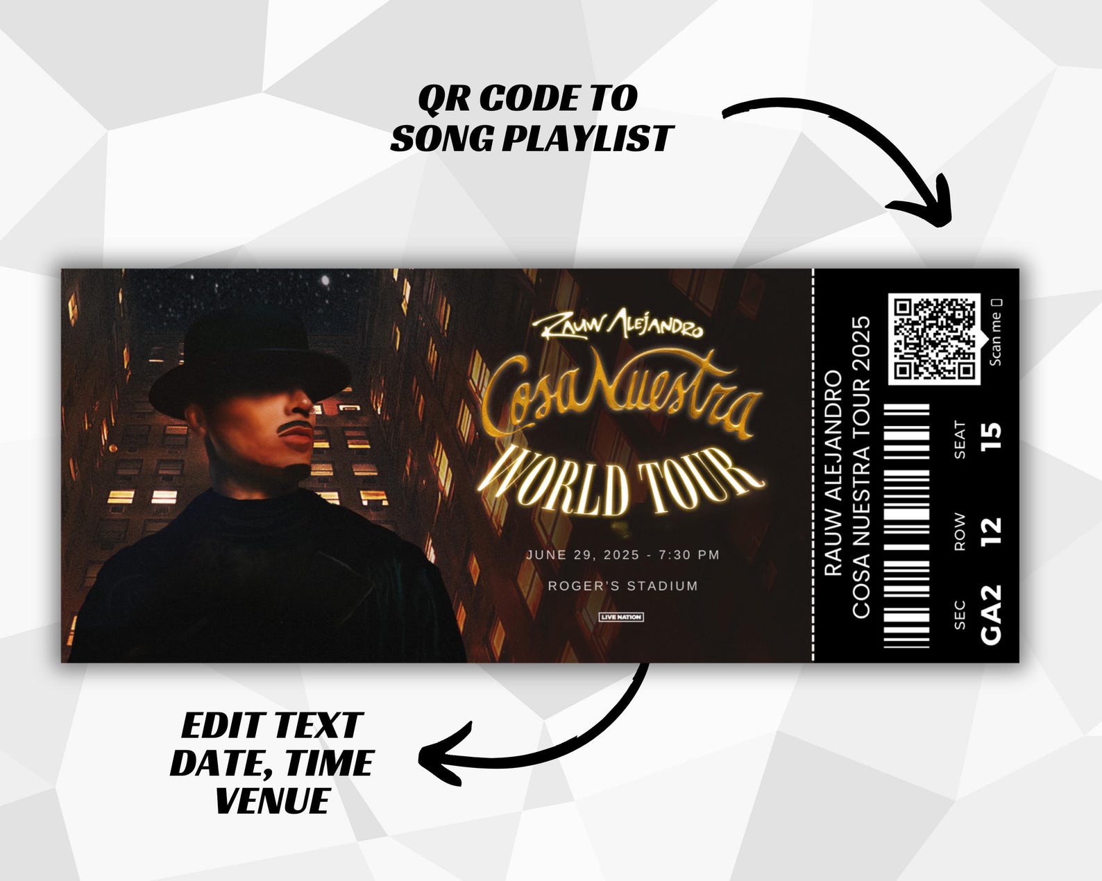 Personalized Rauw Alejandro Cosa Nuestra Tour Concert Ticket ...