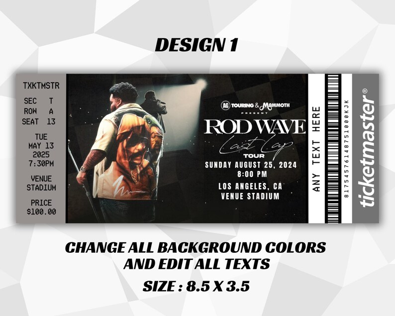 Personalized Rod Wave Last Lap Tour Concert Ticket, Concert Ticket ...