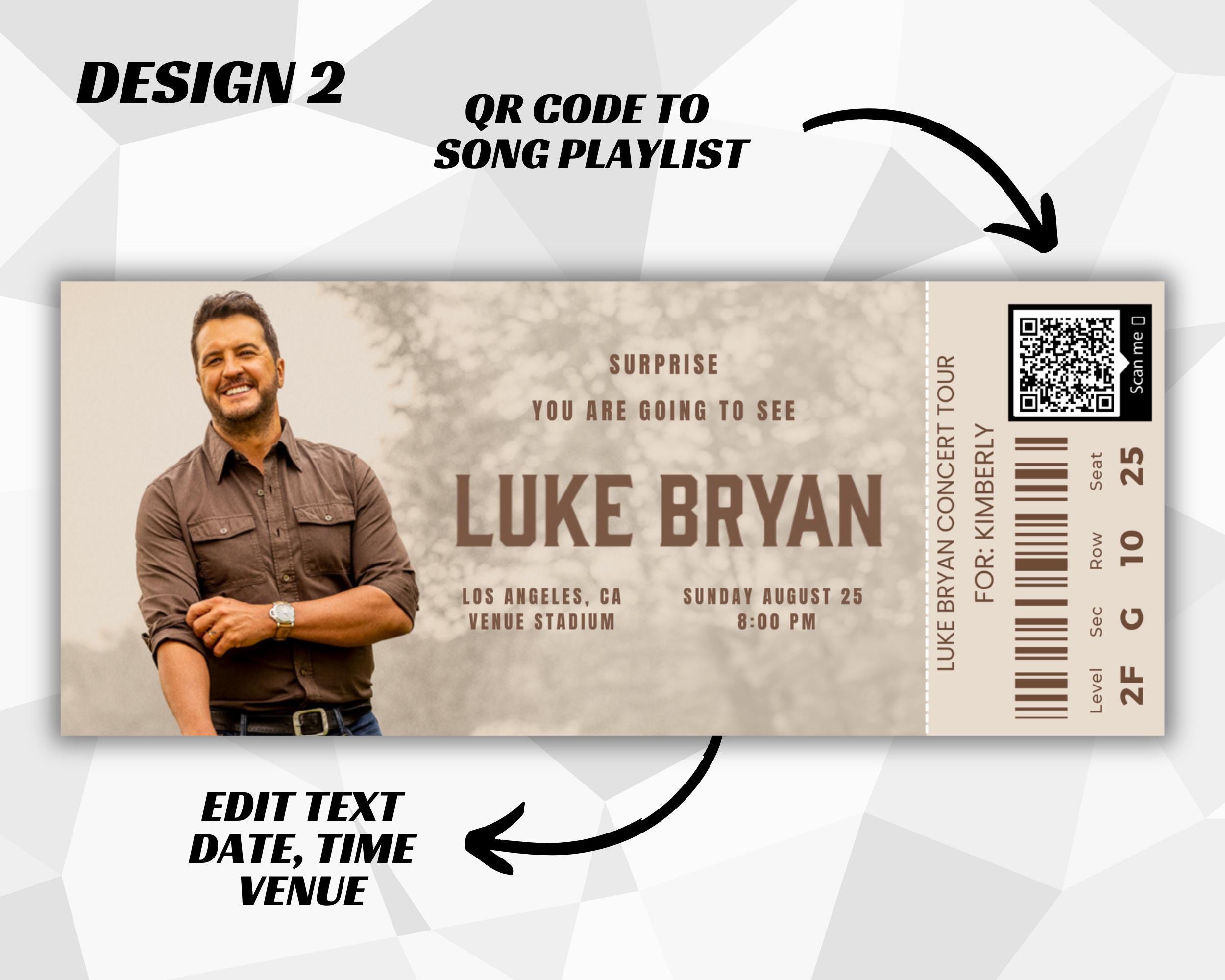 Editable Luke Bryan Concert Ticket, Mind of a Country Boy Tour Ticket ...