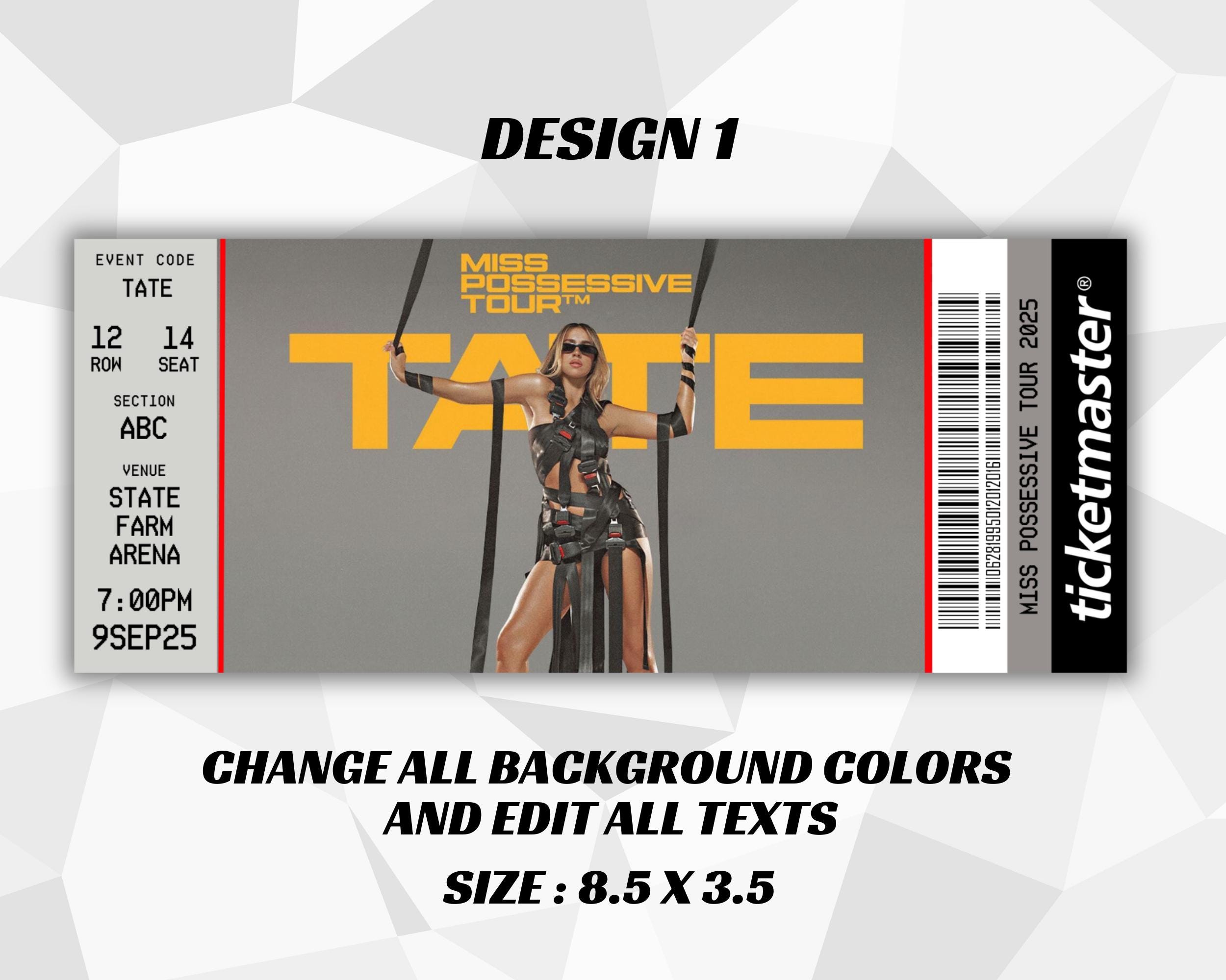 Custom Personalised TATE MCRAE Miss Possessive Concert World Tour ...