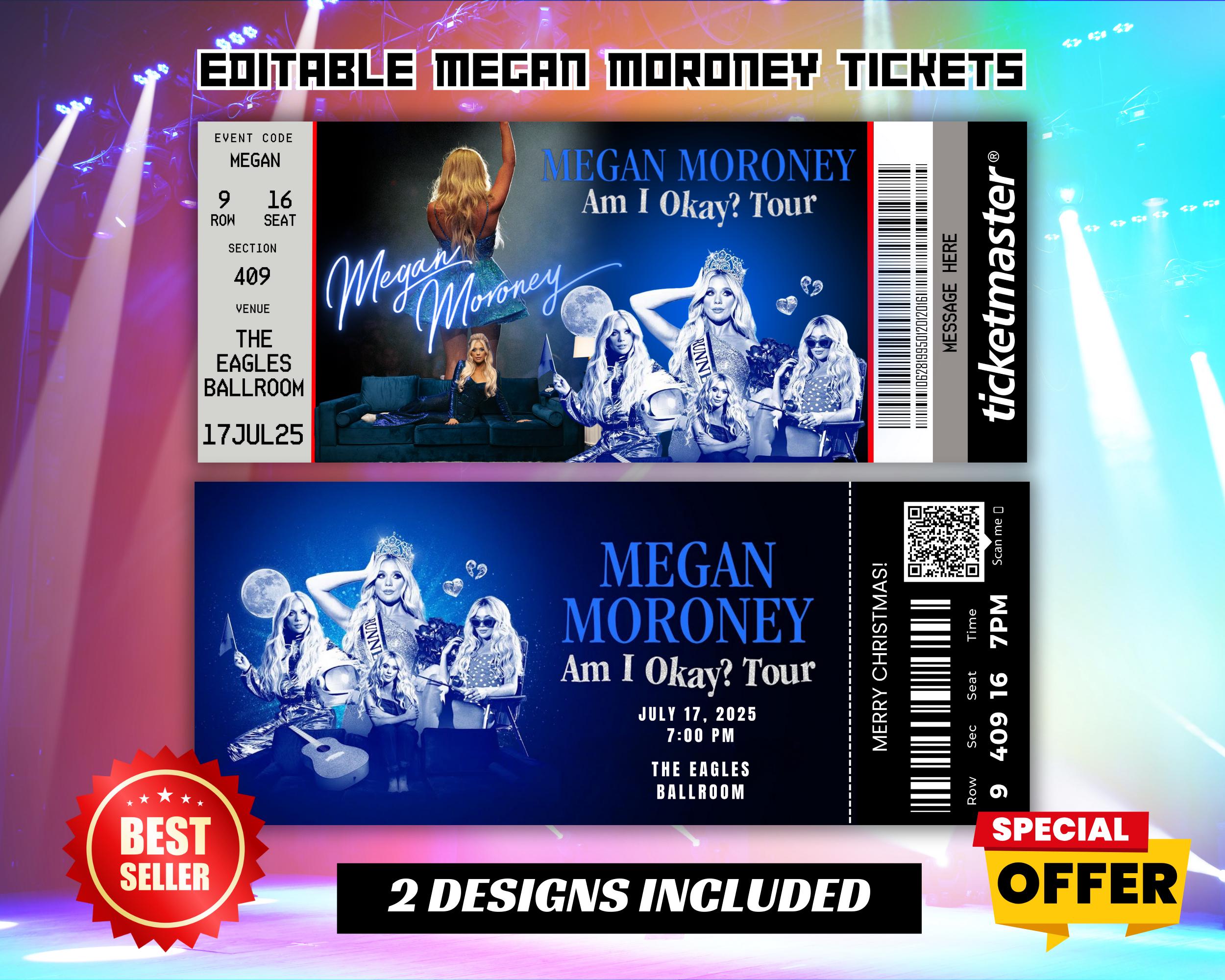 Personalized Megan Moroney Concert Ticket, Am I Okay? Tour, Country ...