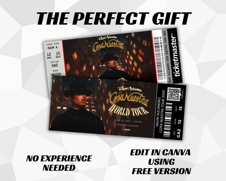Personalized Rauw Alejandro Cosa Nuestra Tour Concert Ticket ...