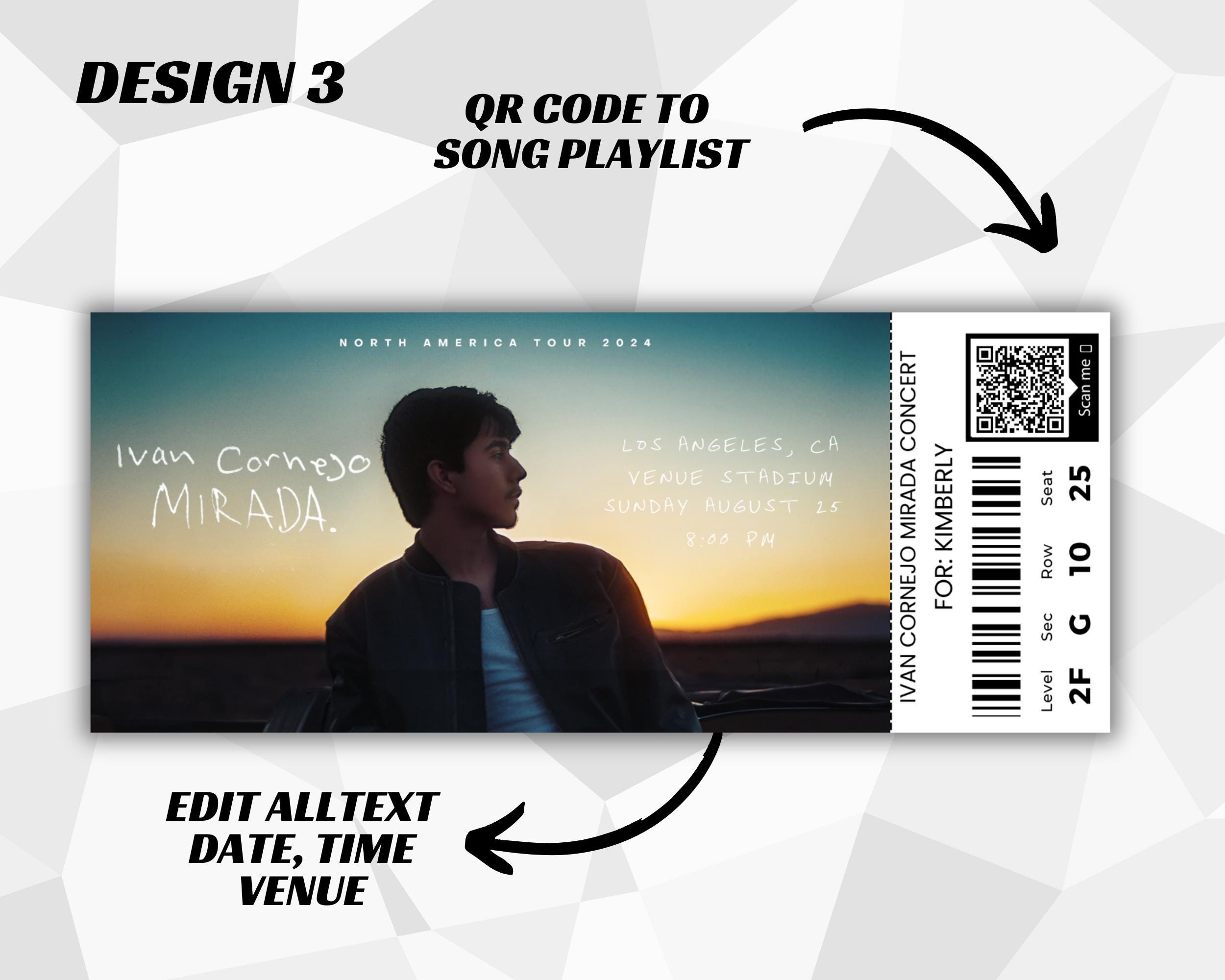 Editable Ivan Cornejo Mirada Tour Concert Ticket, Mirada Ticket, Ivan ...