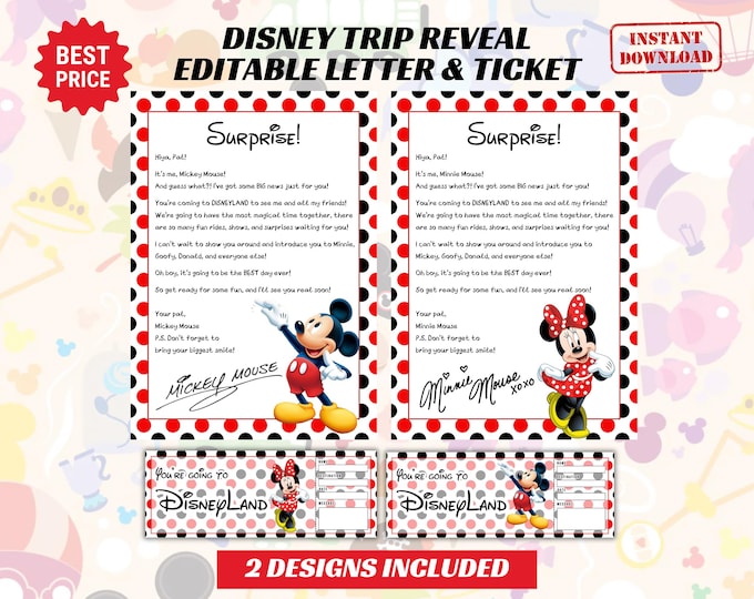 Christmas Letter From Mickey Mouse Disney Land, Kids My First Trip to ...