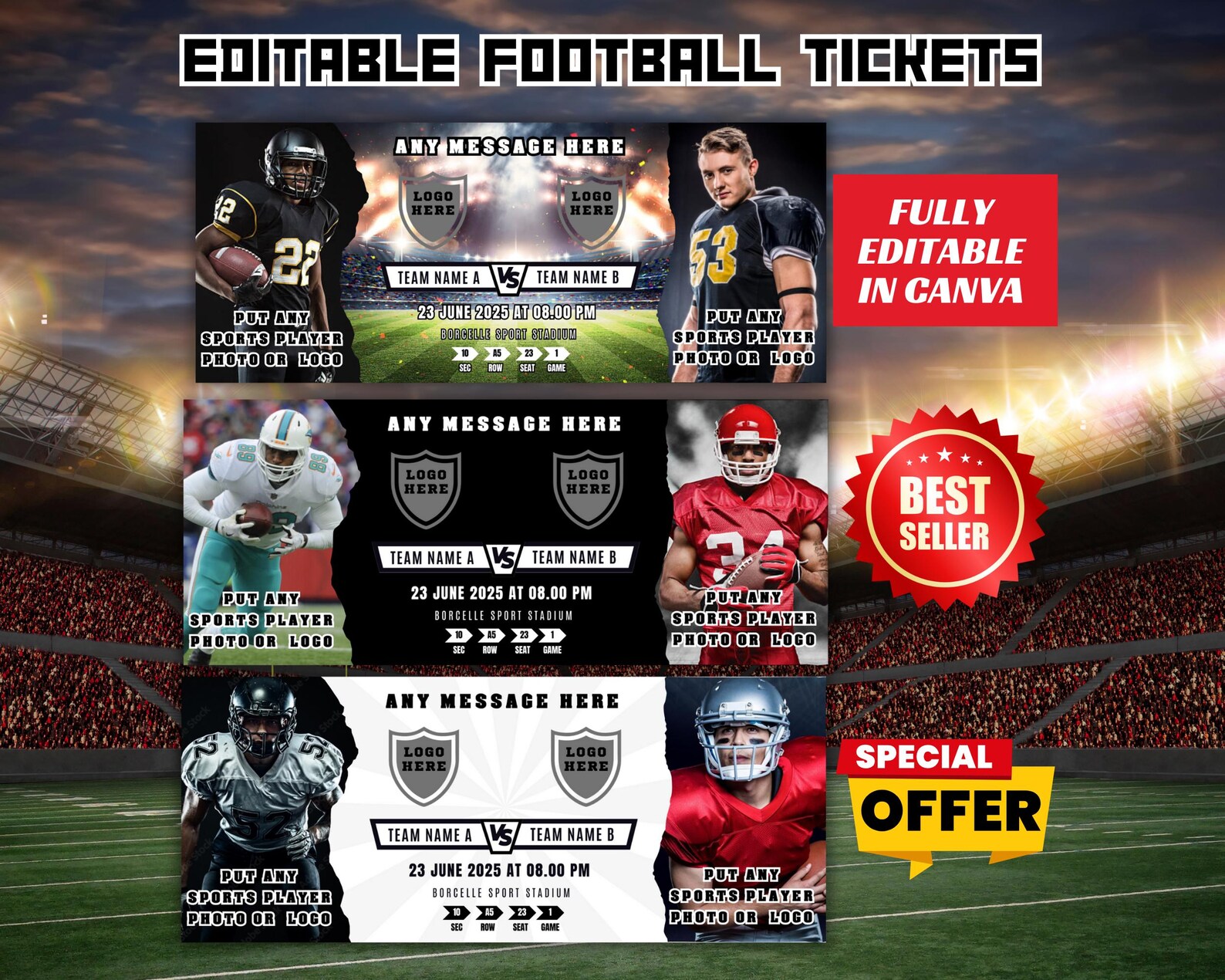 Editable Surprise Football Game Ticket, Printable Sport Surprise Ticket ...