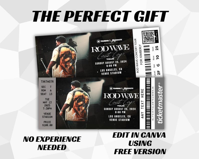 Personalized Rod Wave Last Lap Tour Concert Ticket, Concert Ticket ...