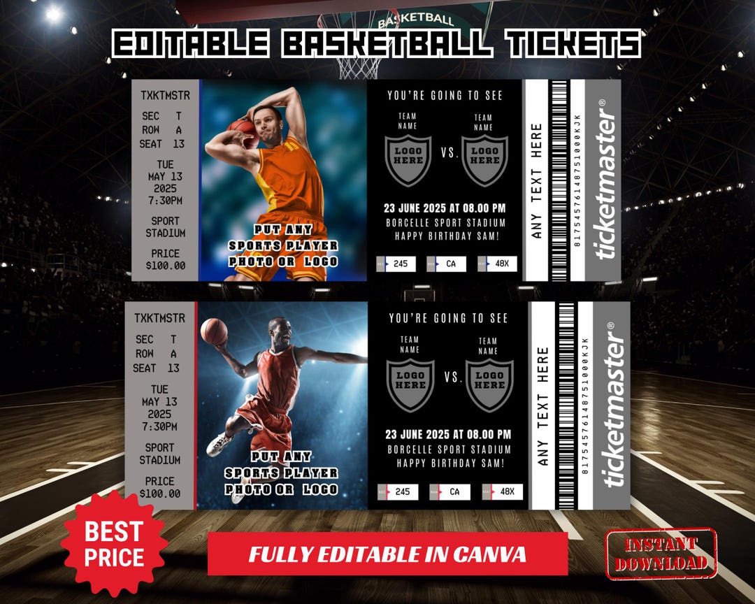 Editable Surprise Basketball Game Ticket, Printable Sport Surprise ...