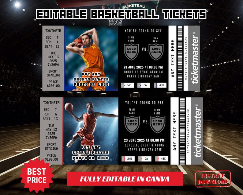 Editable Surprise Basketball Game Ticket, Printable Sport Surprise ...