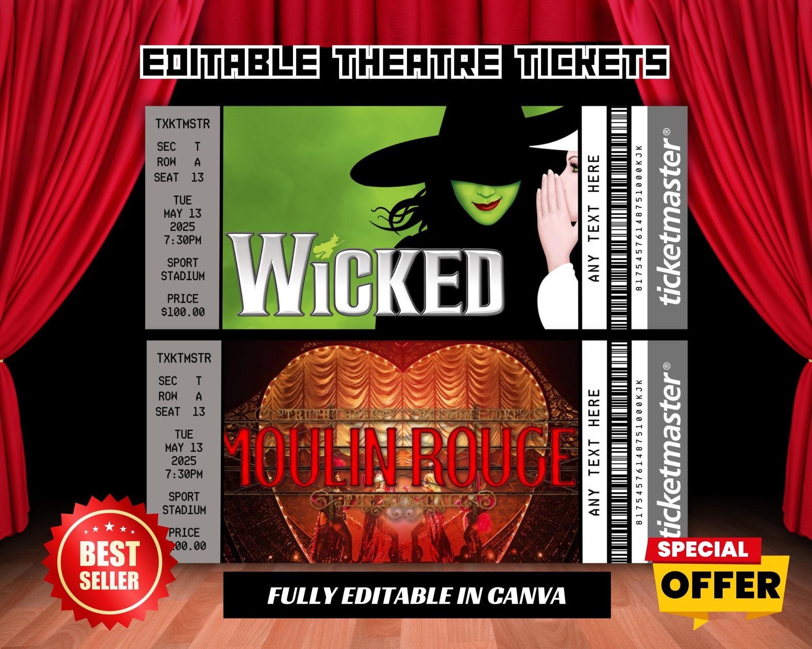 Personalized Musical Theatre Ticket, Custom Theatre Ticket Template ...