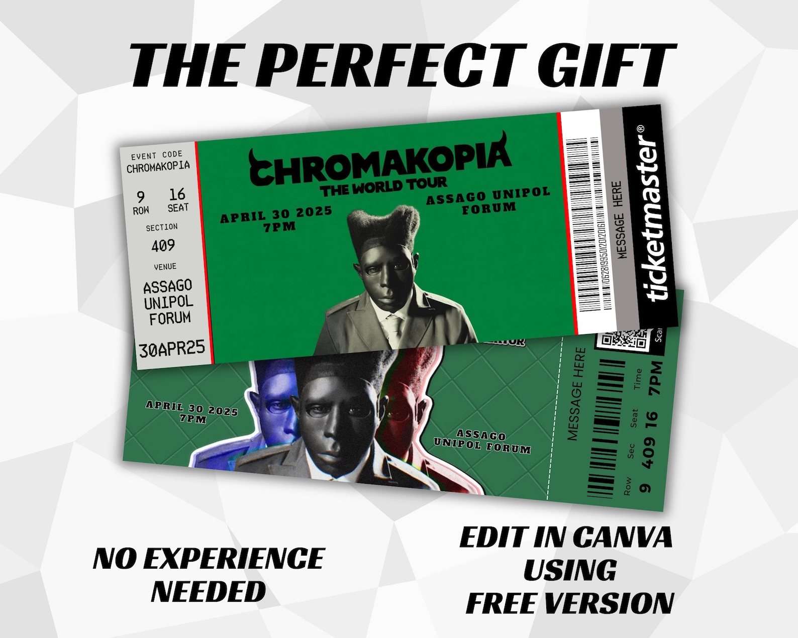Editable Tyler the Creator Concert Ticket, Chromakopia World Tour ...