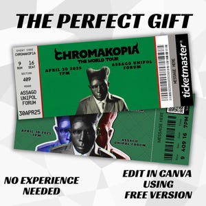 Editable Tyler the Creator Concert Ticket, Chromakopia World Tour ...