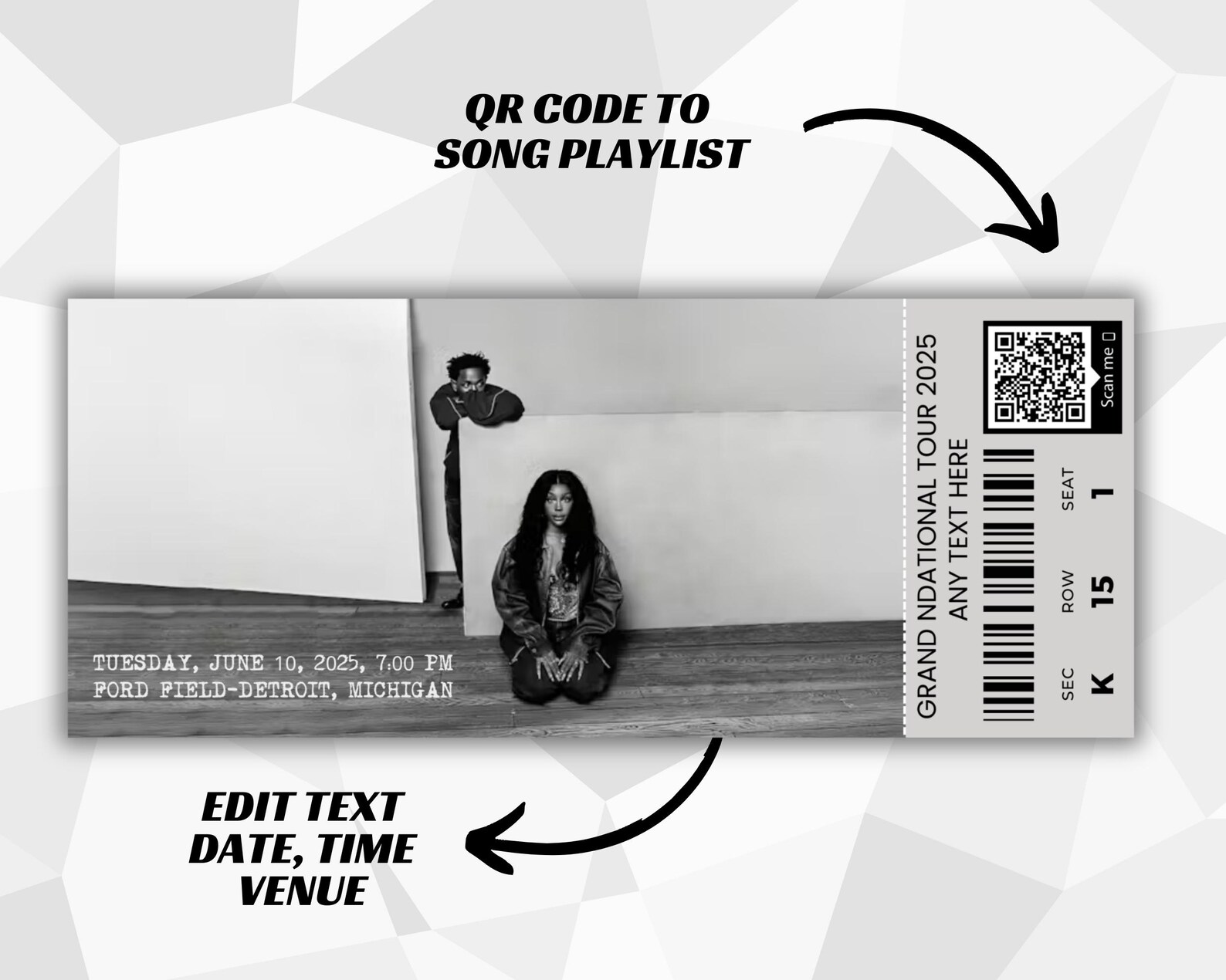Personalized Kendrick Lamar SZA Grand National Tour Concert Ticket ...