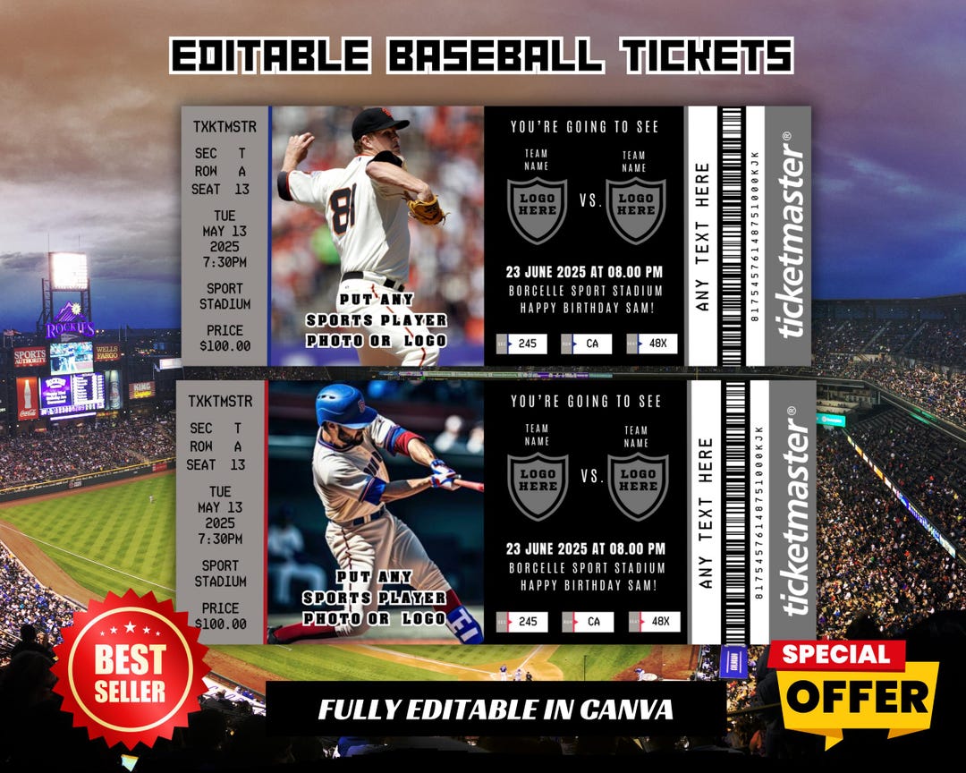 Editable Surprise Baseball Game Ticket, Printable Sport Surprise Ticket ...