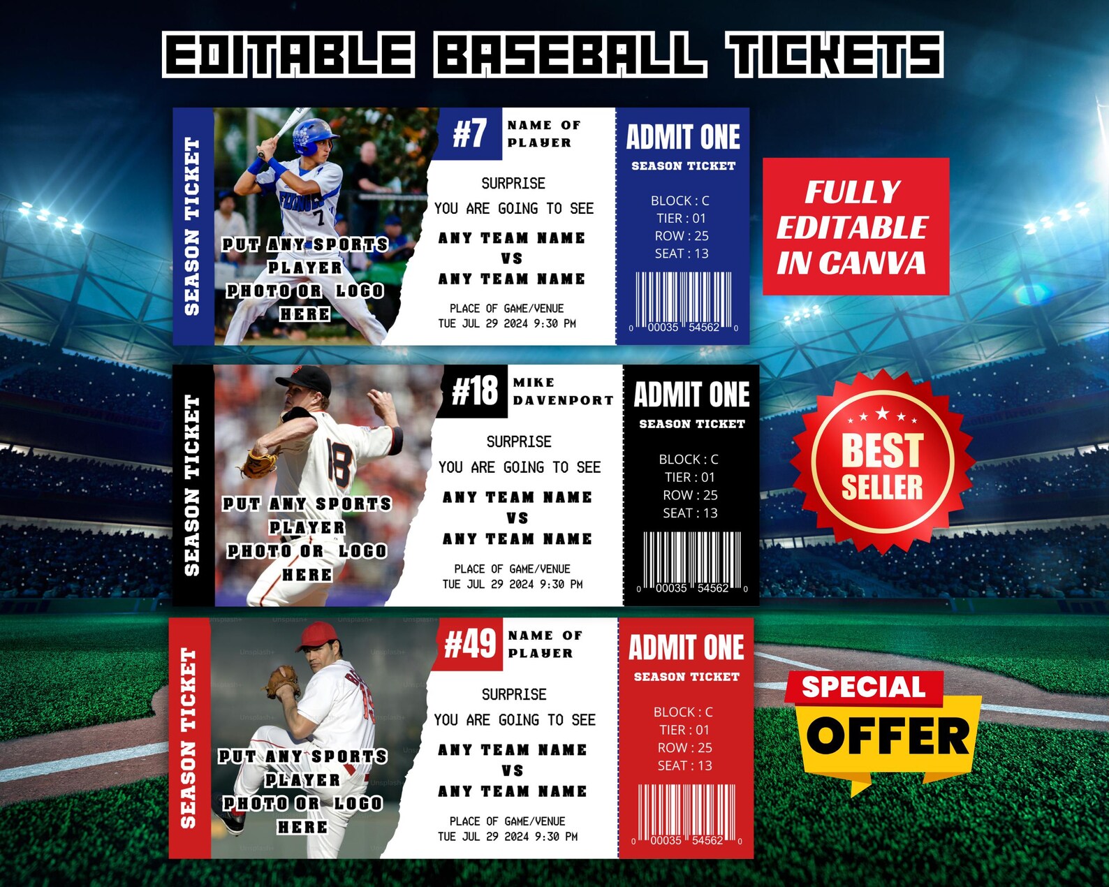 Editable Surprise Baseball Game Ticket, Printable Sport Surprise Ticket ...