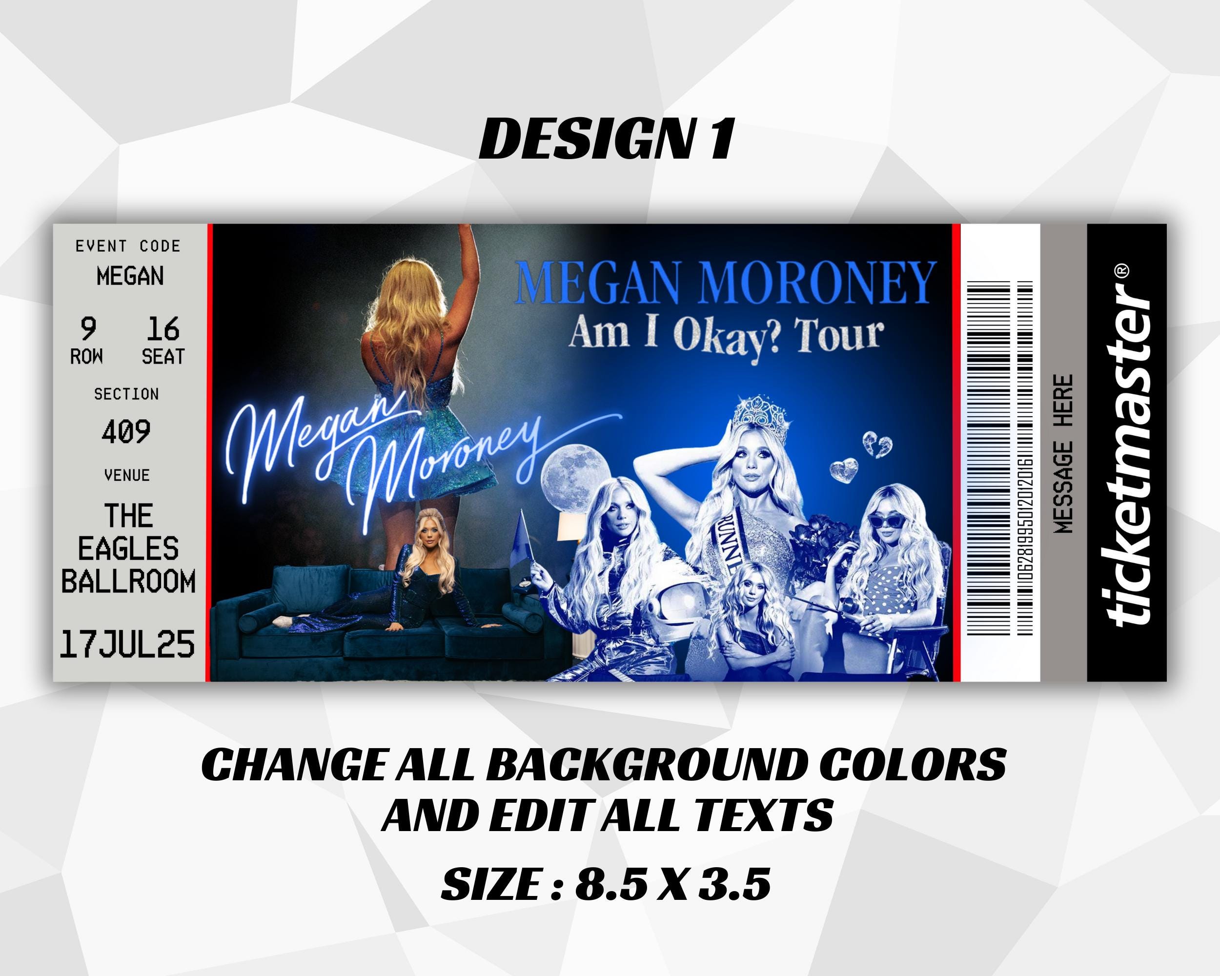 Personalized Megan Moroney Concert Ticket, Am I Okay? Tour, Country ...