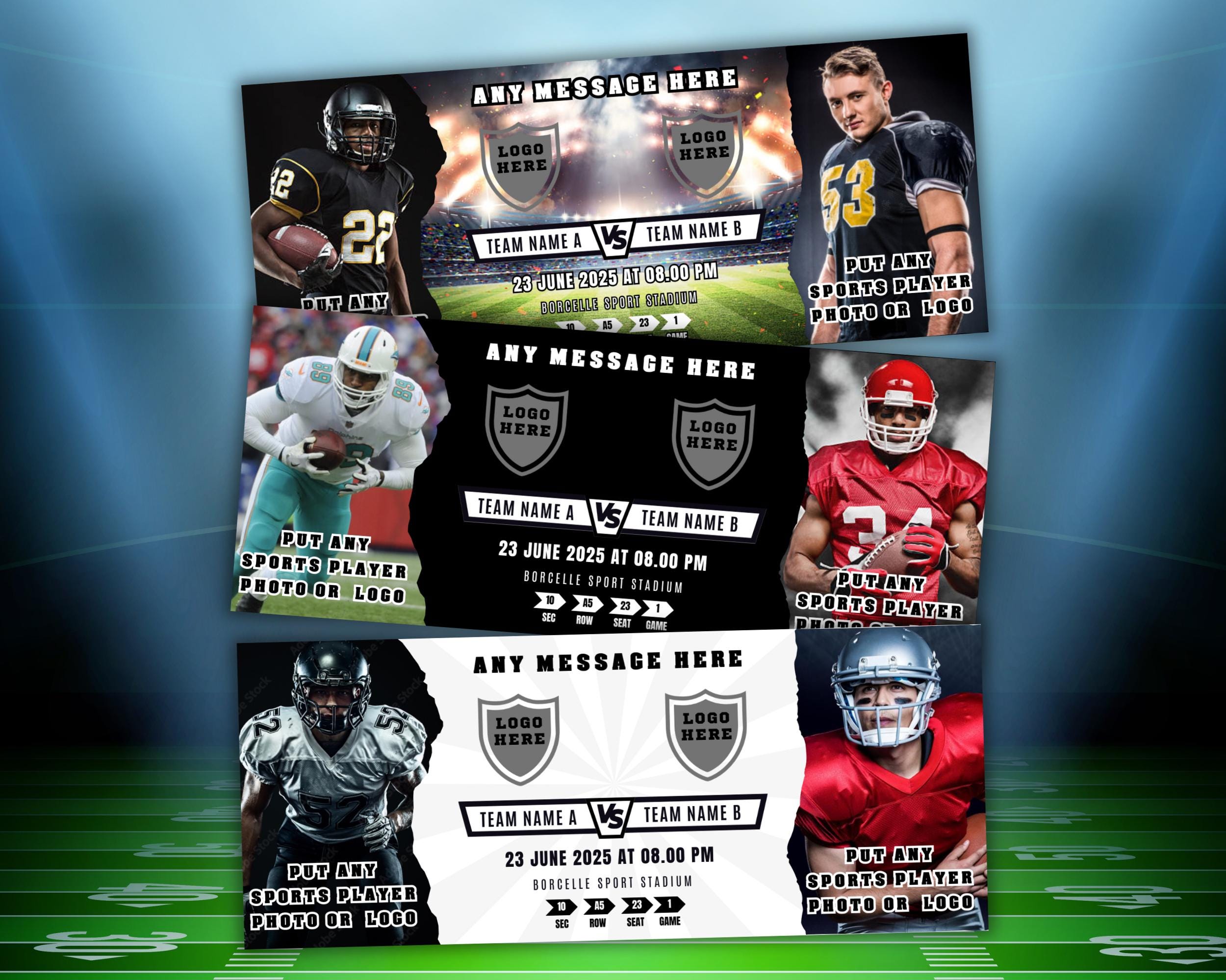 Editable Surprise Football Game Ticket, Printable Sport Surprise Ticket ...