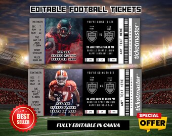 Editable Surprise Football Game Ticket, Printable Sport Surprise Ticket ...