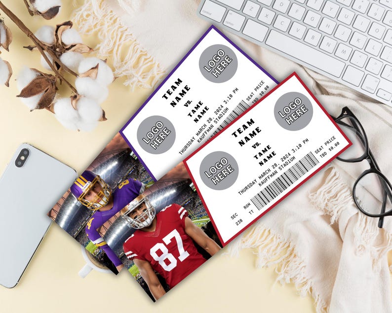 Editable Football Ticket, Football Ticket Gift, Sport Tickets, Football ...