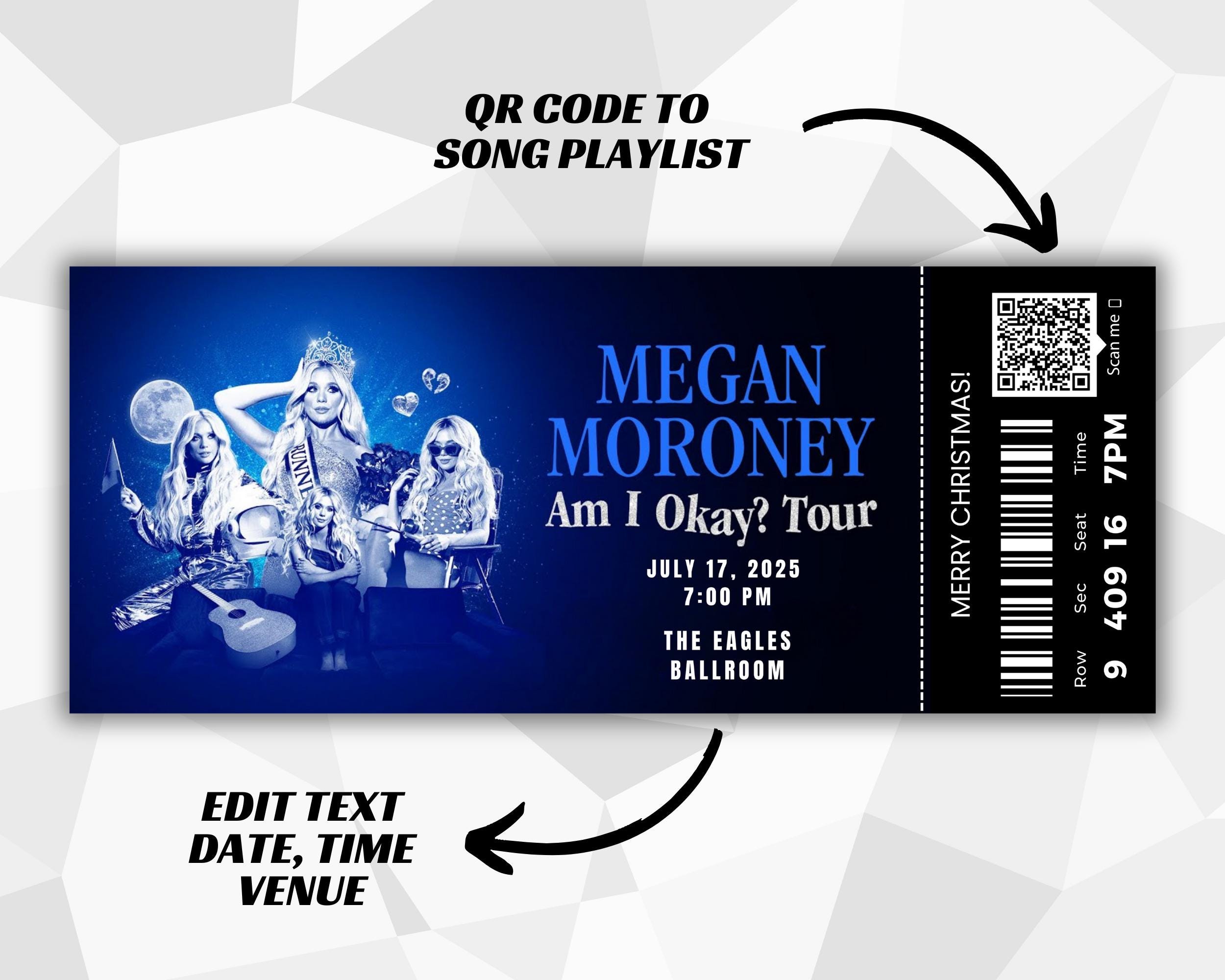 Personalized Megan Moroney Concert Ticket, Am I Okay? Tour, Country ...