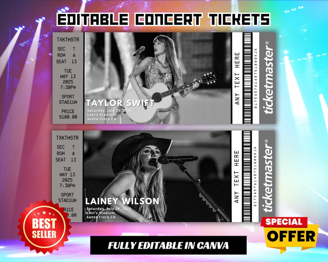 Editable Concert Ticket Canva, DIY Tickets Template, Surprise Gift ...