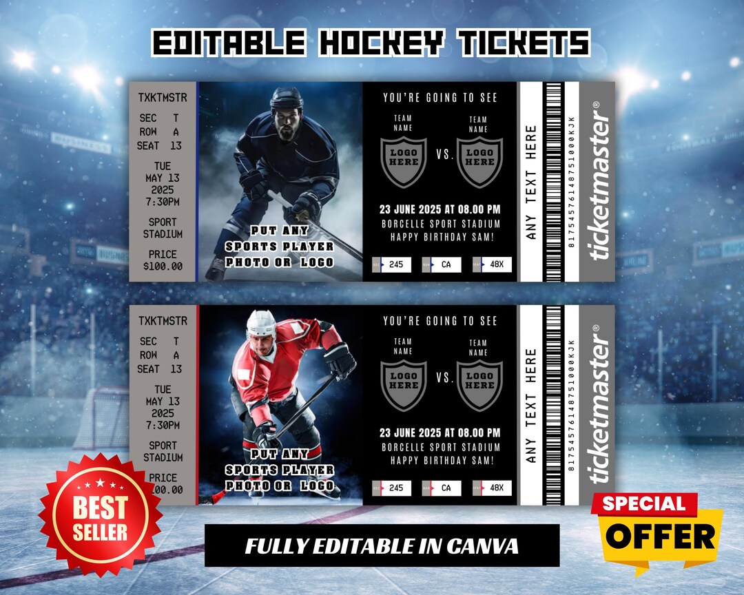 Editable Surprise Hockey Game Ticket, Printable Sport Surprise Ticket ...