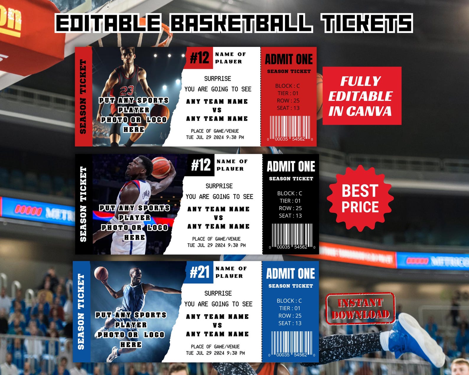 Editable Surprise Basketball Game Ticket, Printable Sport Surprise ...