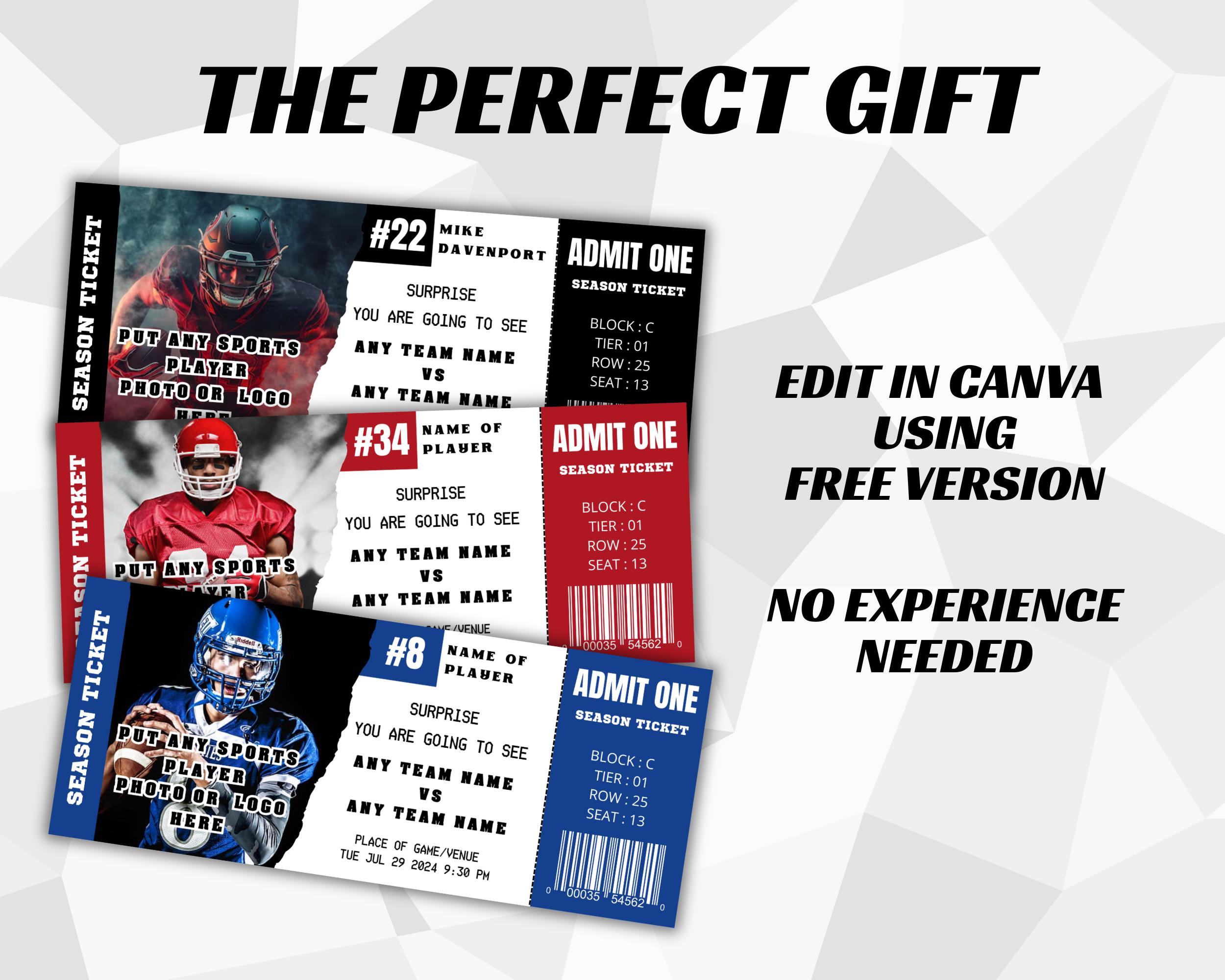 Editable Surprise Football Game Ticket, Printable Sport Surprise Ticket ...