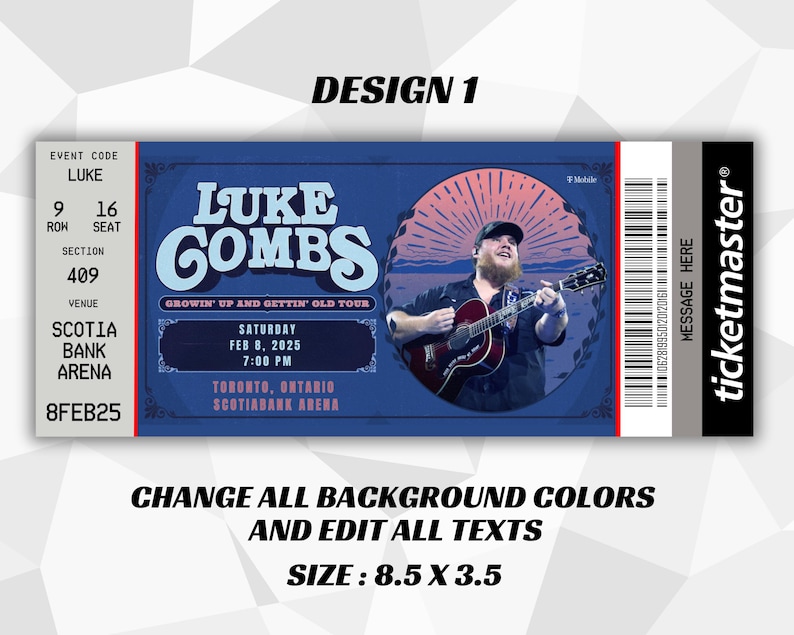 Editable Luke Combs Tour Ticket, Tour Ticket, Luke Combs Tour, Editable ...