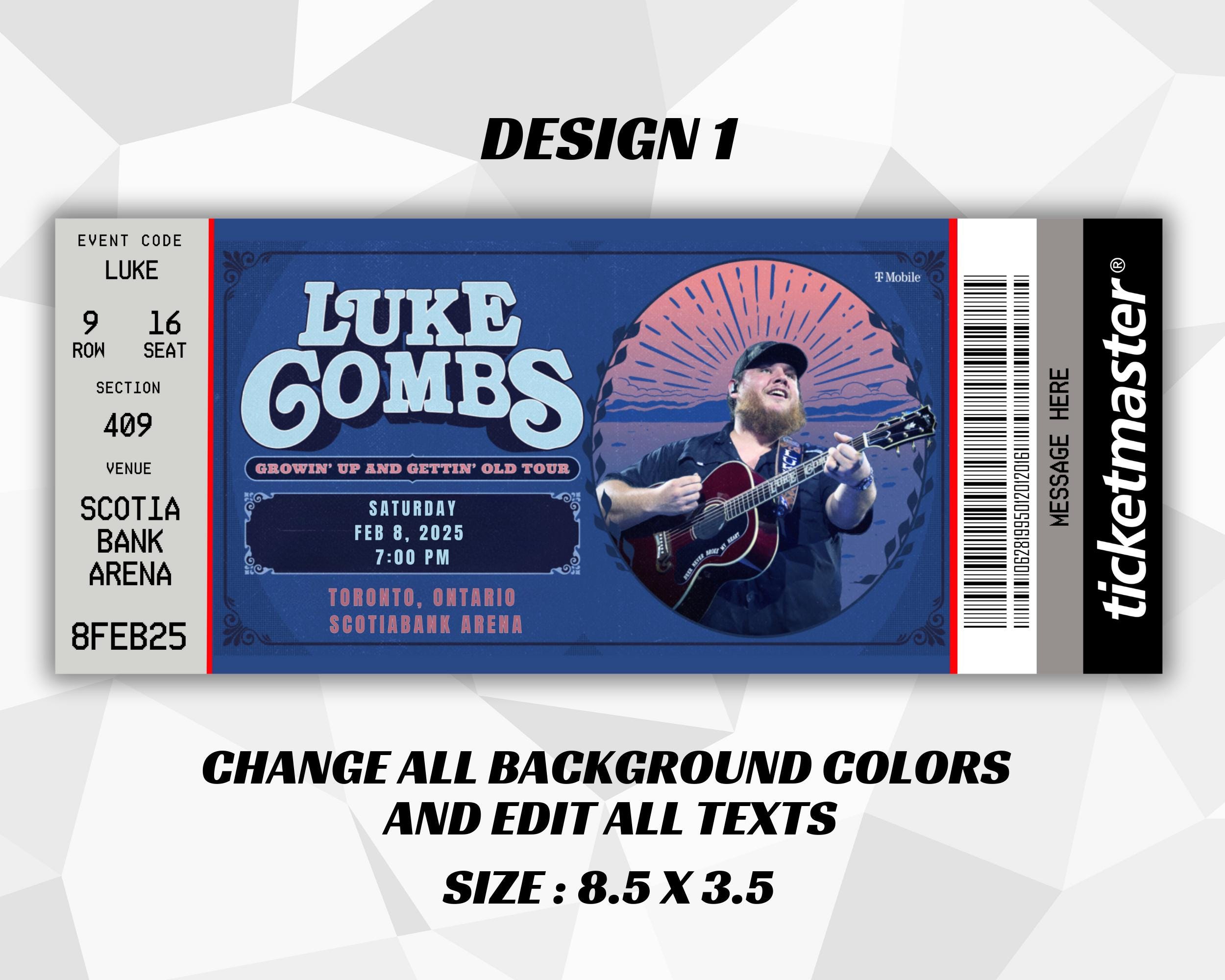 Editable Luke Combs Tour Ticket, Tour Ticket, Luke Combs Tour, Editable ...