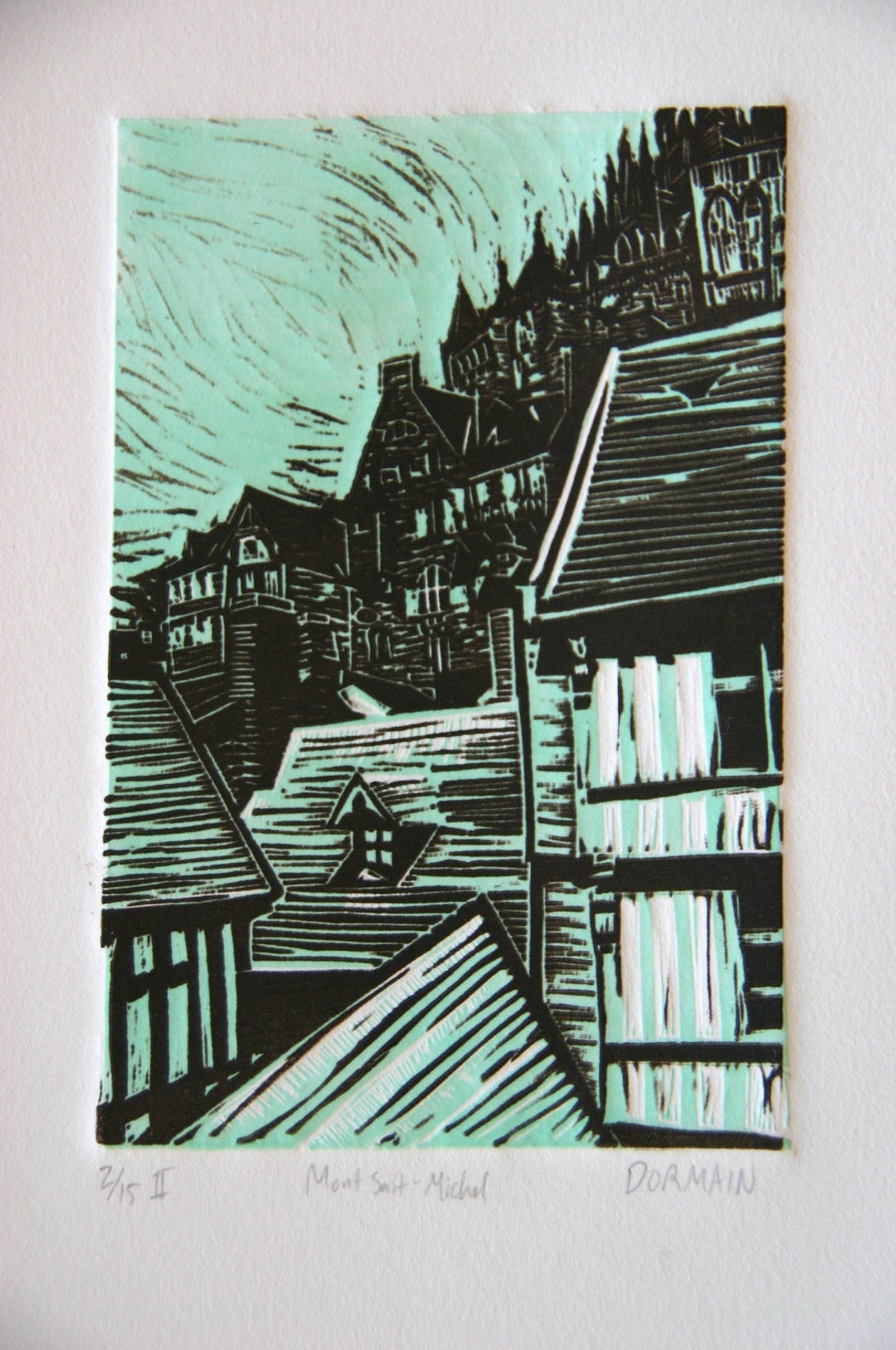 Mont Saint-michel - Original Linocut Print - Etsy