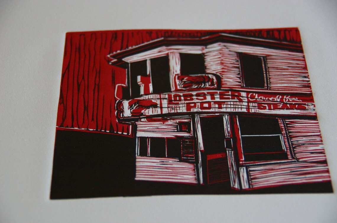 Lobster Pot, Provincetown - Original Linocut - Etsy