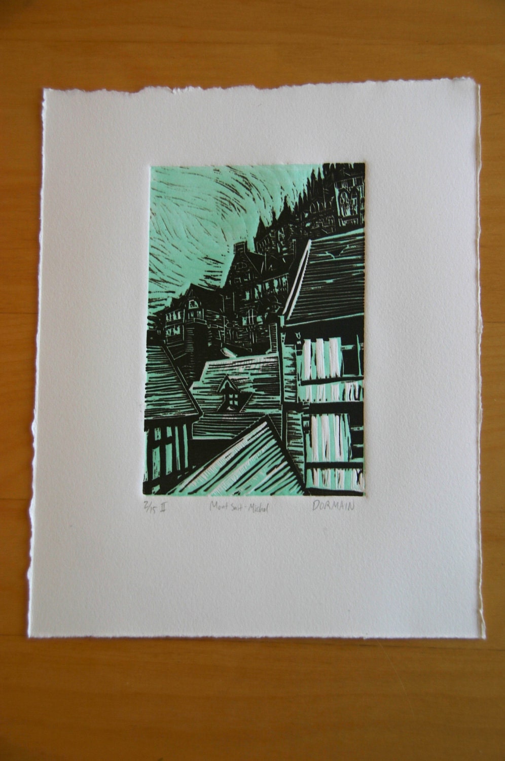 Mont Saint-michel - Original Linocut Print - Etsy
