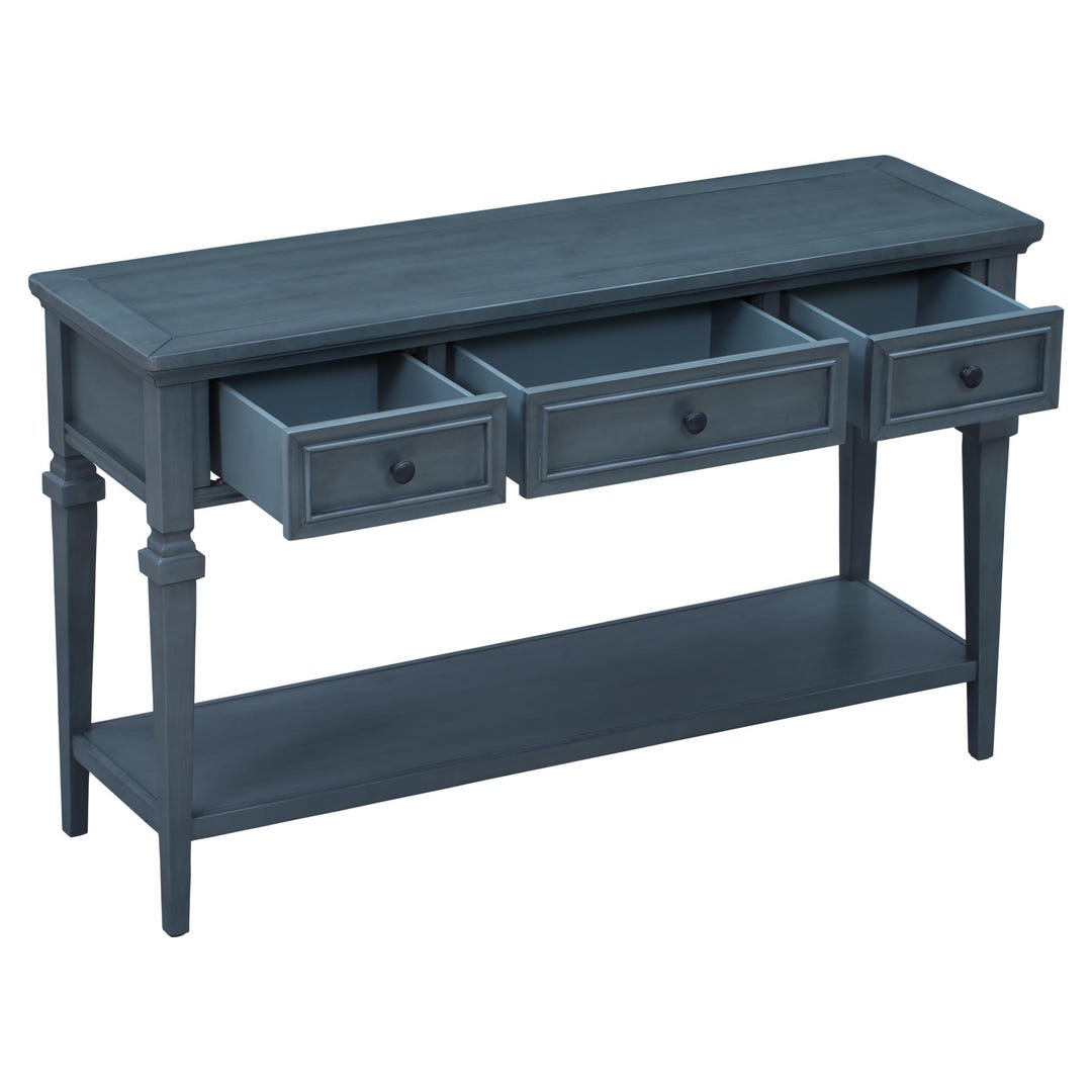 Classic Retro Style Console Table With Three Top Drawers and Open Style ...