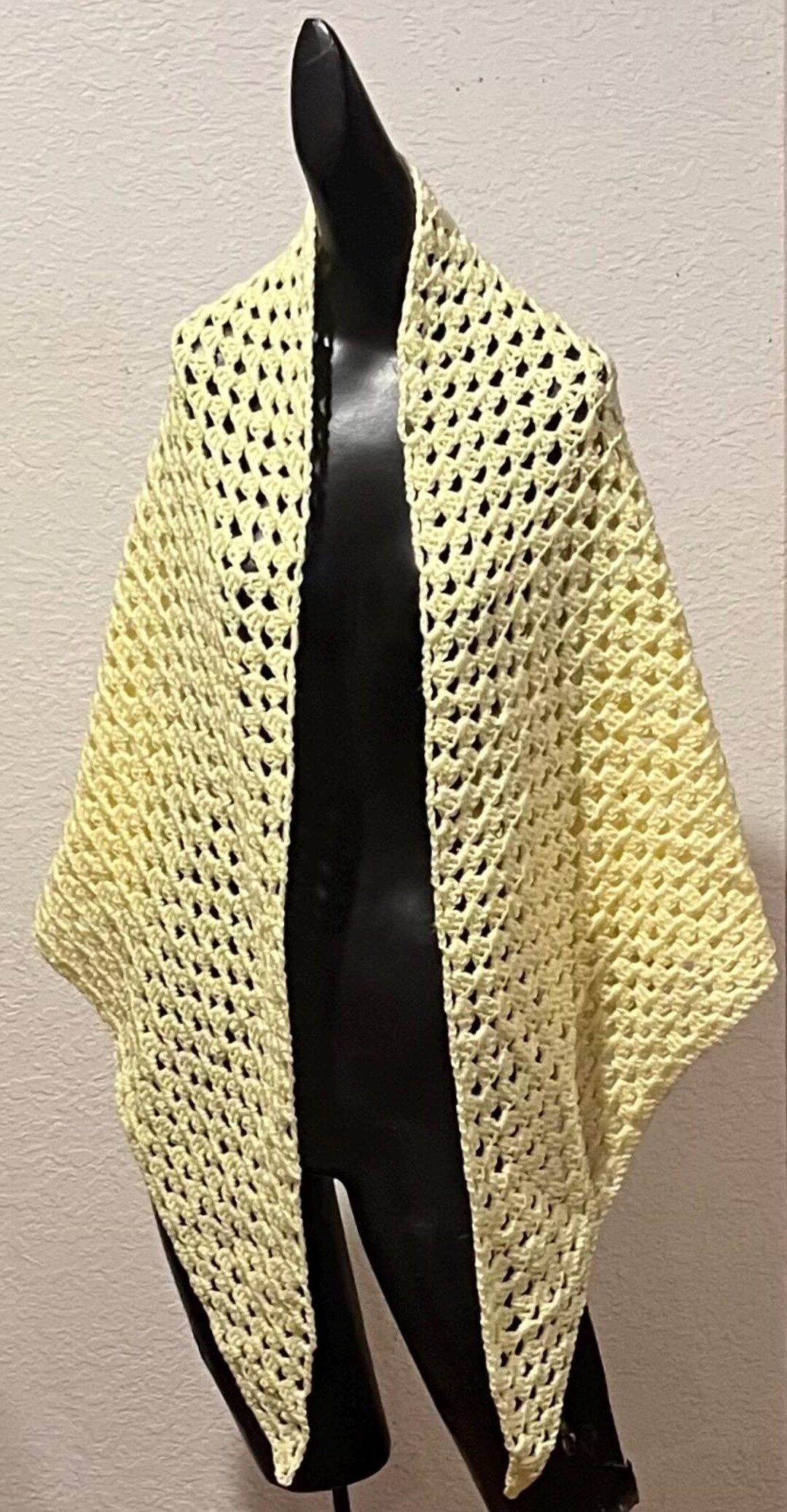 Crocheted Yellow Triangle Granny Square Shawl - Etsy