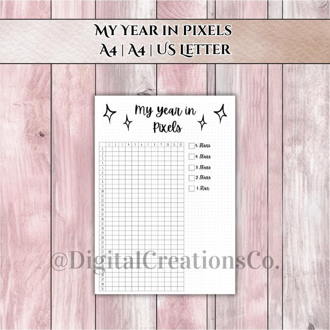 Year in Pixels Printable Journal Page Daily Tracker Daily Mood Tracker ...