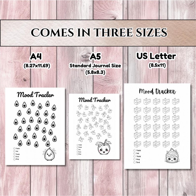 Mood Tracker Printable Bundle 12 Bullet Journal Pages Premade Mood ...
