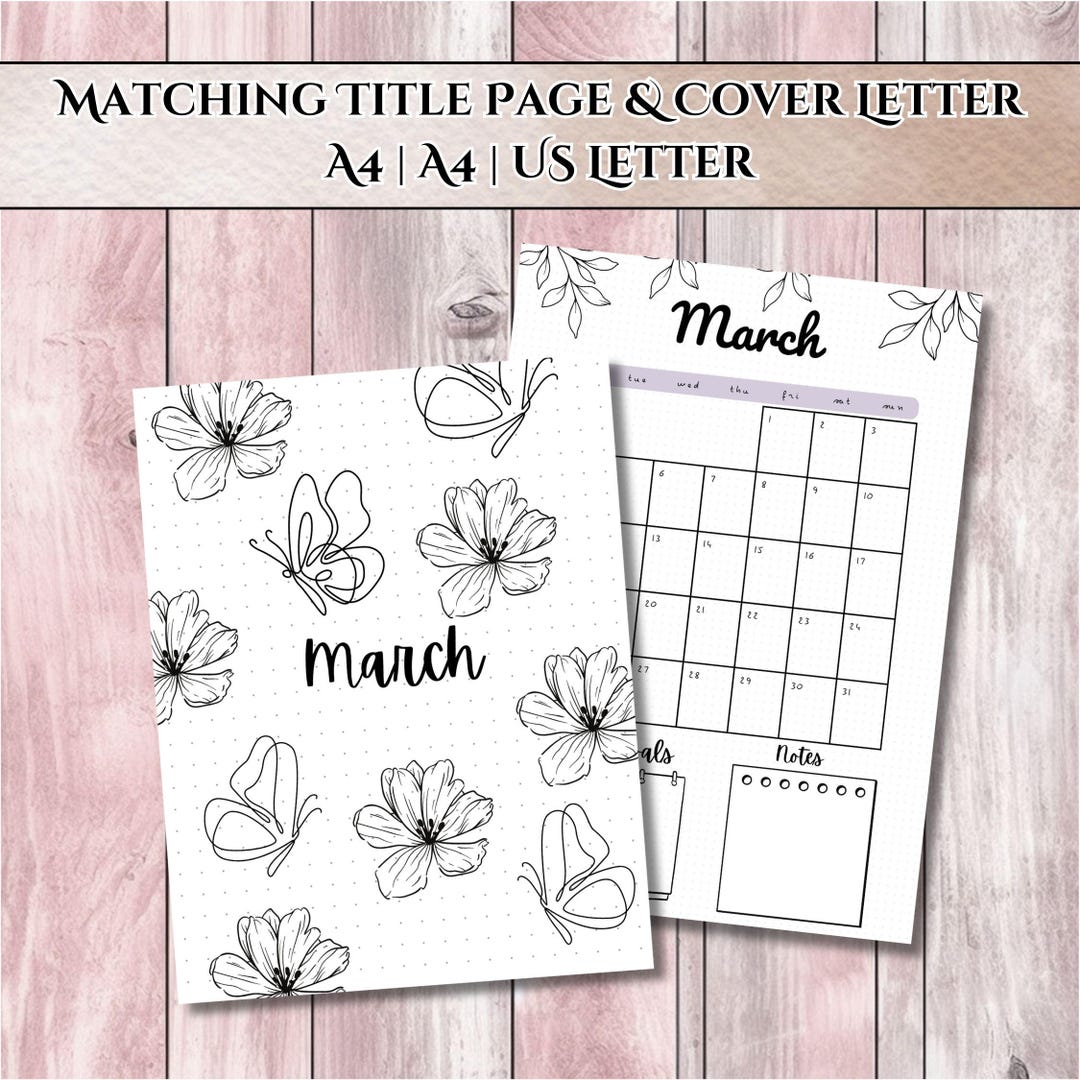 Printable March Cover Page Printable March Calendar Journal Title Page ...