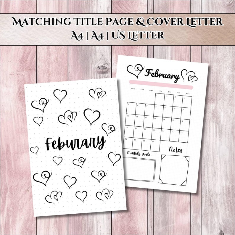 Printable February Cover Page Printable February Calendar Journal Title ...