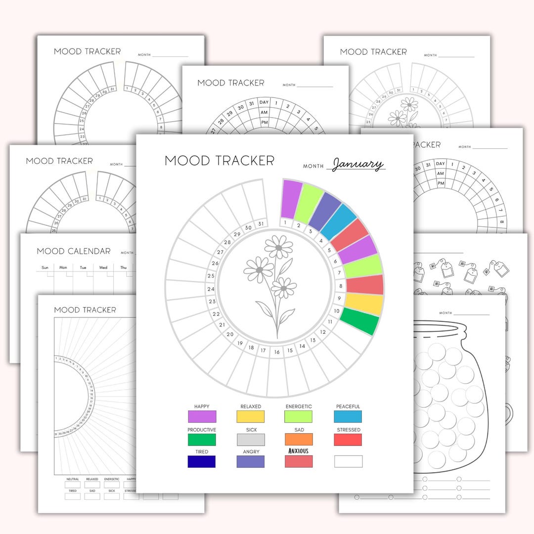 Mood Tracker Journal Bundle: Printable Emotion Tracker (digital PDF ...
