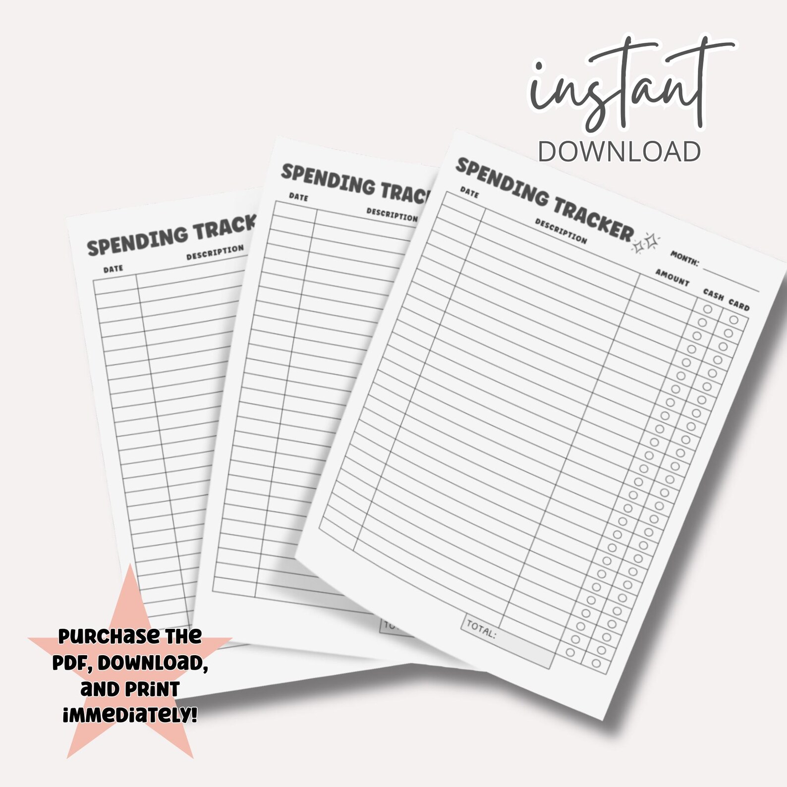 Printable Monthly Spending Tracker: Budget Planner (PDF) - Etsy