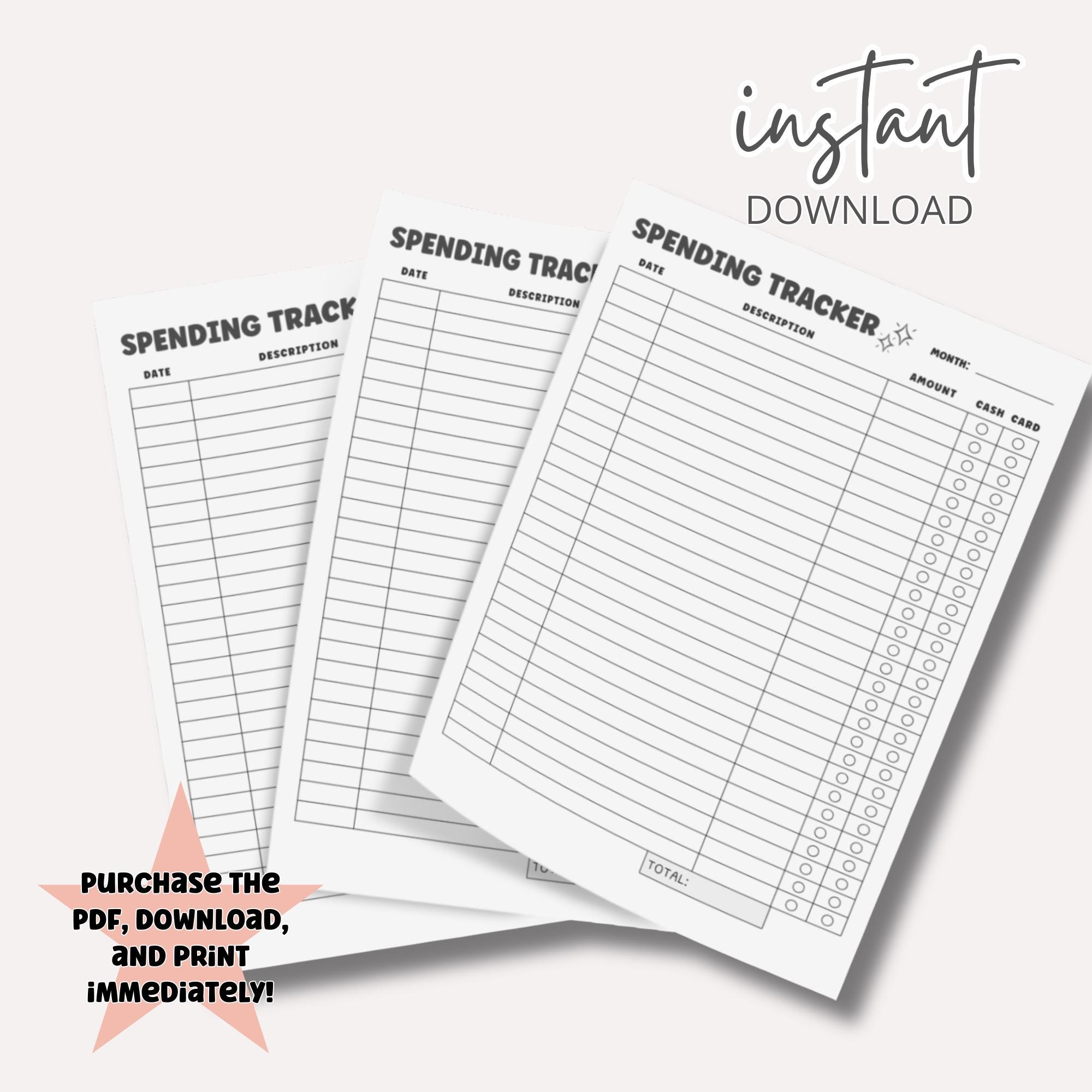 Printable Spending Tracker for Monthly Budget Expense Tracker Spending ...