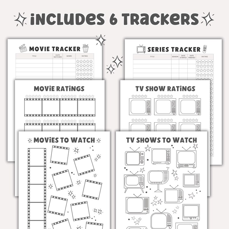 Movie & TV Show Tracker Bundle: Printable Film Review Planner (A5 A4 ...