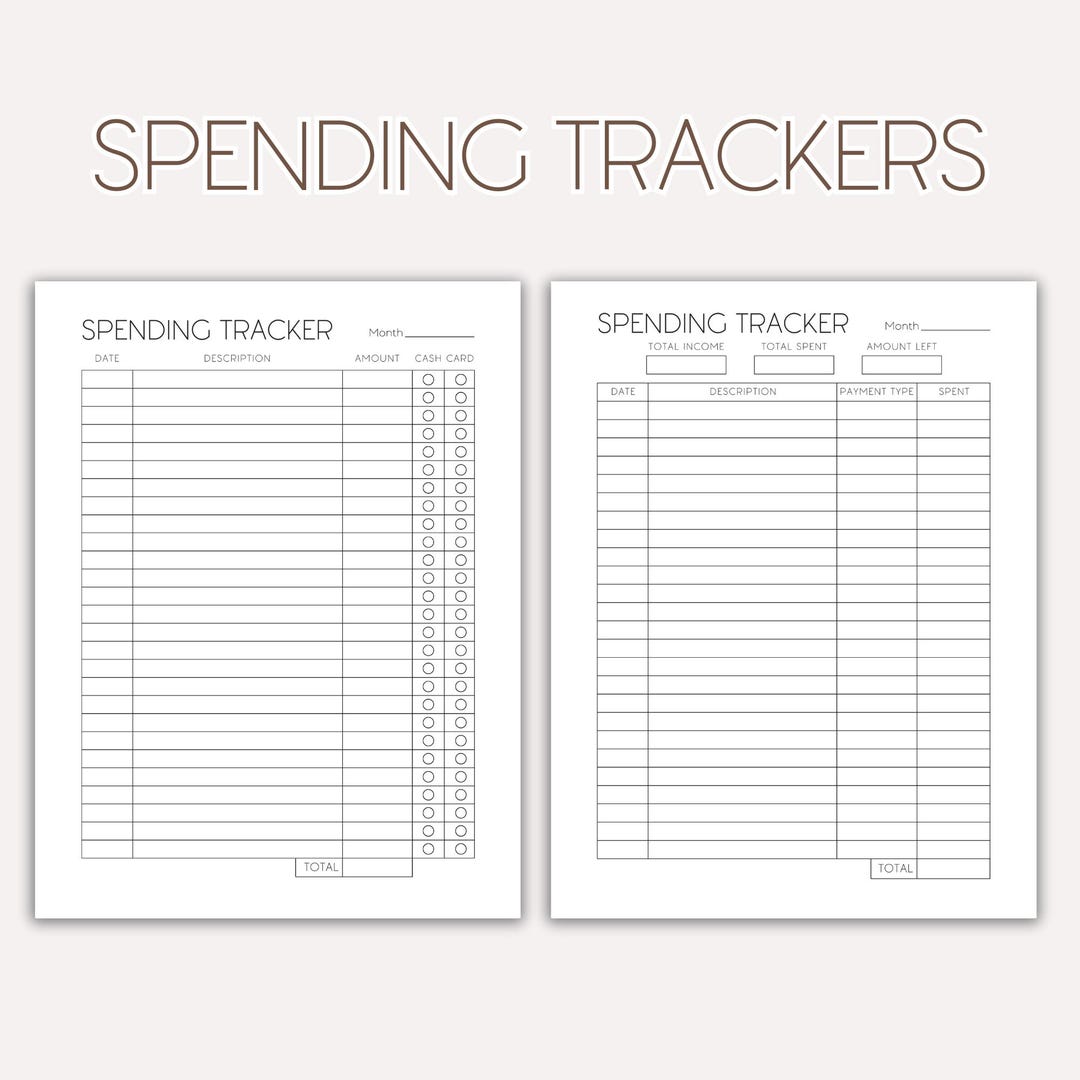 Printable Spending Tracker Planner Worksheets for Bullet Journal ...
