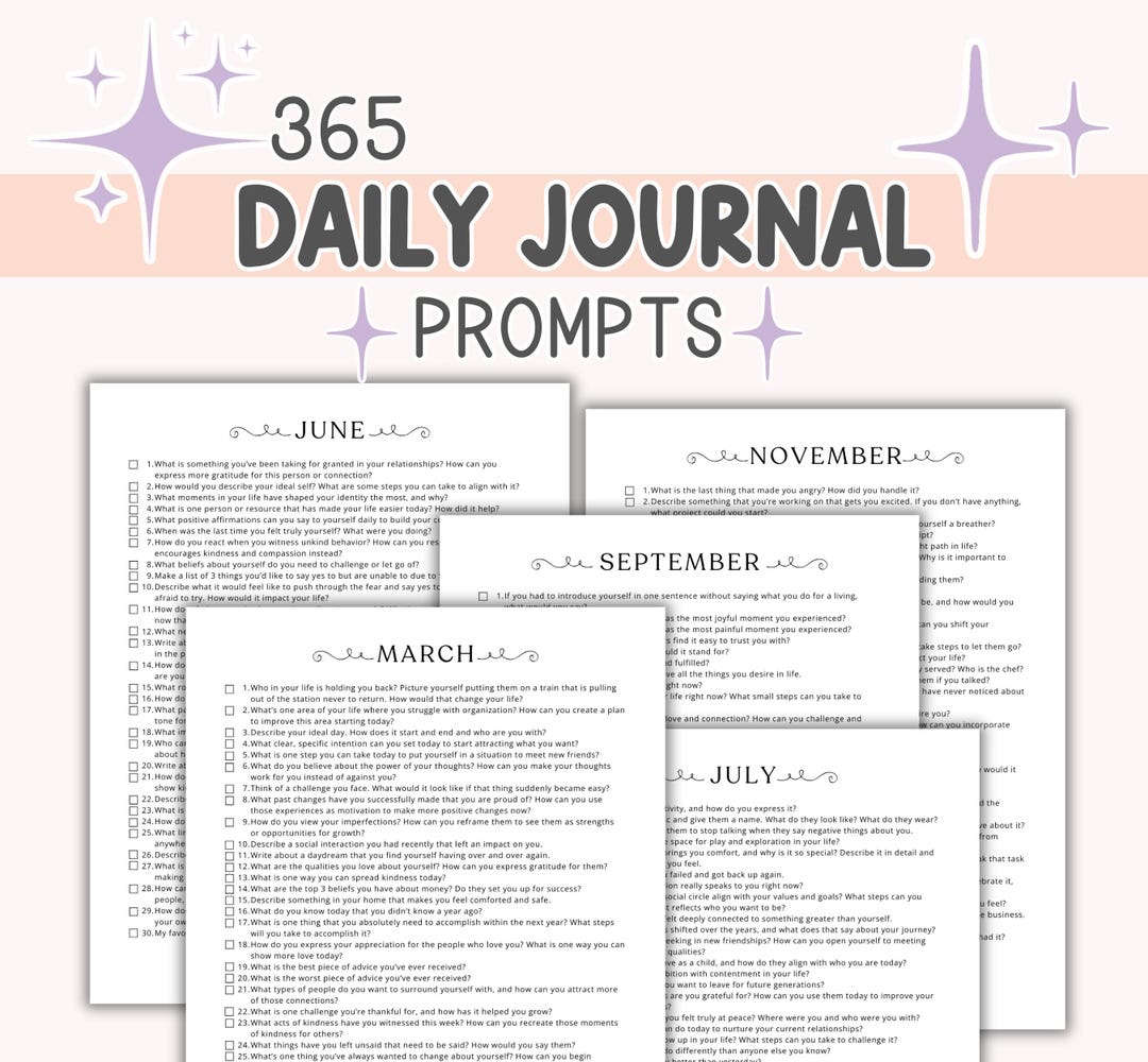 365 Daily Journal Prompts for Self Reflection (PDF) - Etsy
