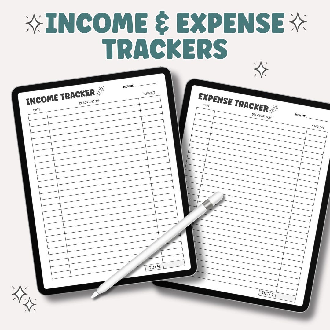 Income and Expense Tracker Worksheets: Monthly Budget Planner (PDF ...
