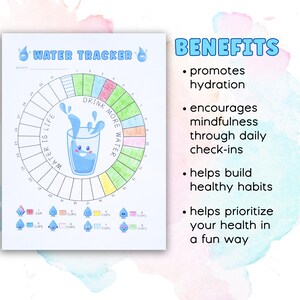 Kawaii Water Tracker Bullet Journal Idea Printable Planner Page Daily ...