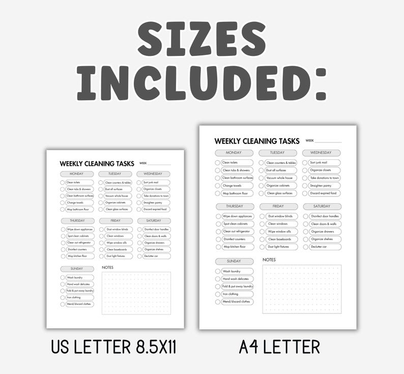 Editable Cleaning Checklist | Weekly Cleaning Schedule for ADHD Planner ...